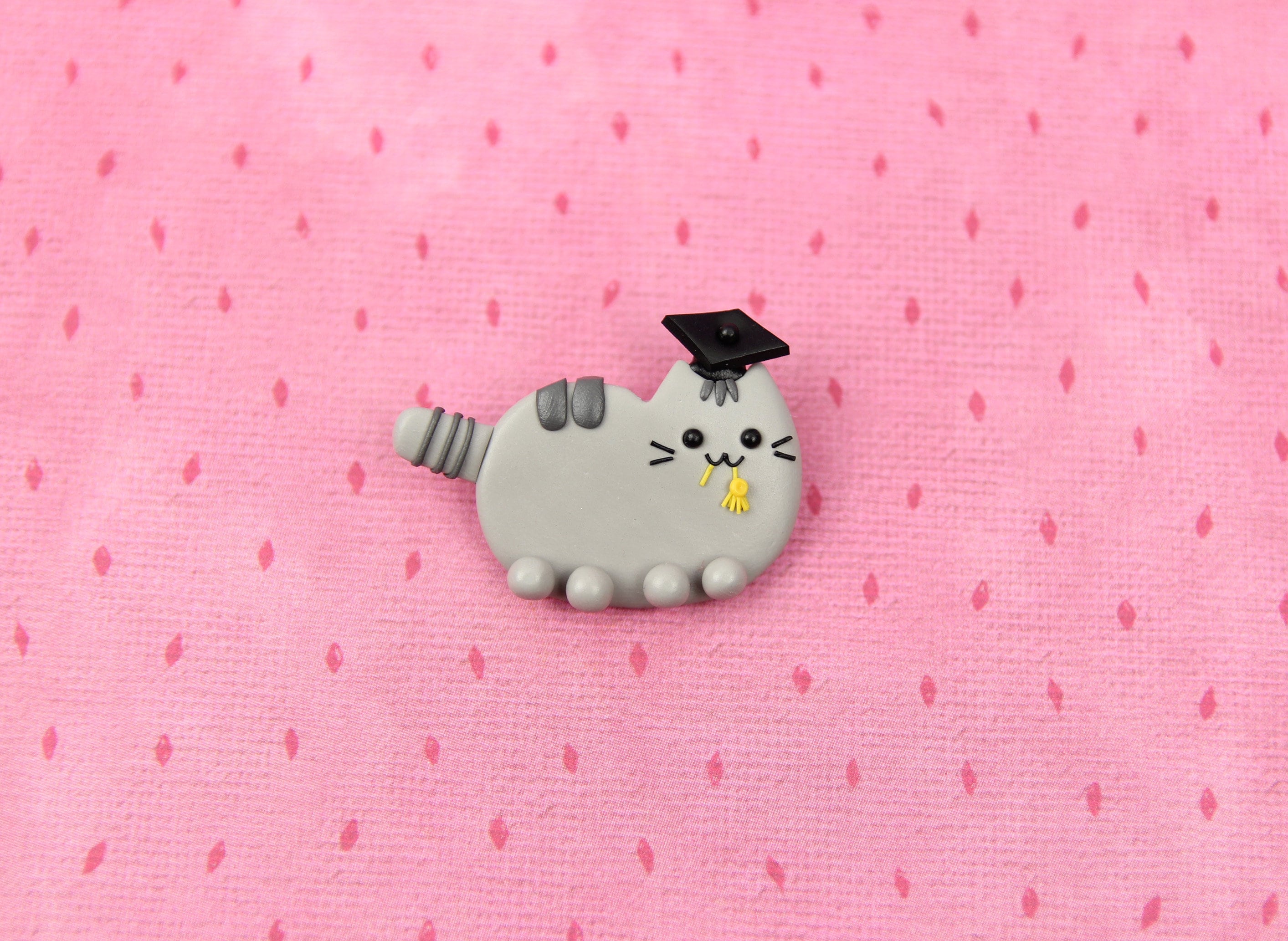 Grad Pusheen Badge, College Graduate Gift, Student Cat Pin, High School ...