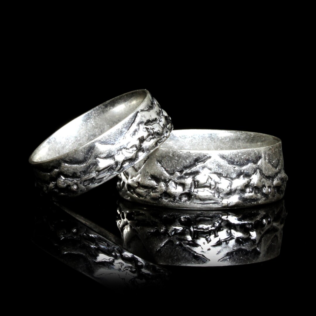 Mountain Band Ring for Men or for Women in Sterling Silver, Nature ...