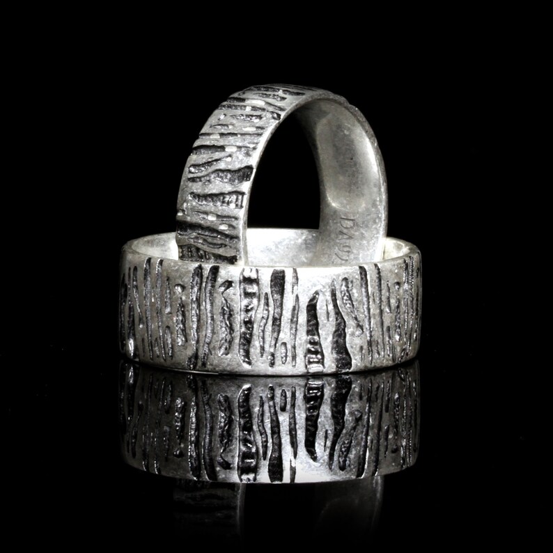 Tree Bark Texture Sterling Silver Wedding Band for Men or for Women ...