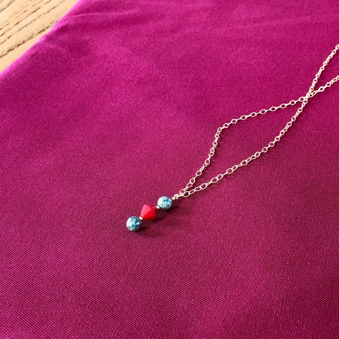 Eye Catching Gold Necklace With Serpentine and Red Swarovski Crystal ...