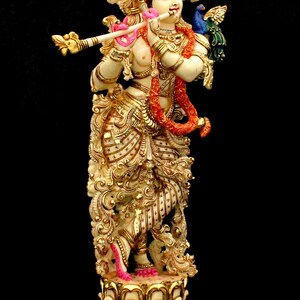 Krishna Statue Gift for Him Big Krishna Sculpture Hindu God | Etsy