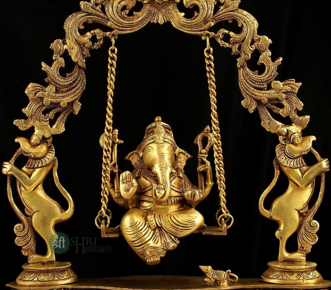 Ganesh Statue 45 CM Brass Swing Ganesh Statue God of Good Luck Big Size ...