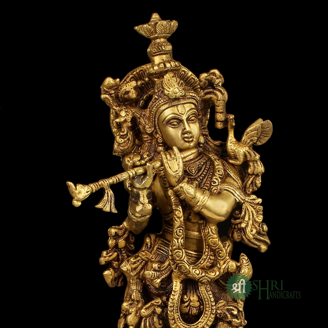 Brass Krishna Statue Hare Krishna Statue God of Lover Anniversary Gift ...