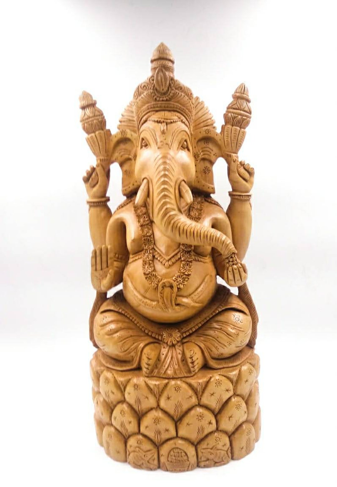 Lord Ganesha Statue Figurine Sculpture Wood Carving Temple Sculpture ...