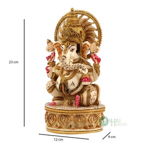 Lord Ganesha Statue Sitting, Gold Painted Sculpture, Hindu God Figurine ...