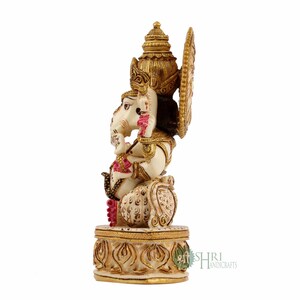 Lord Ganesha Statue Sitting, Gold Painted Sculpture, Hindu God Figurine ...