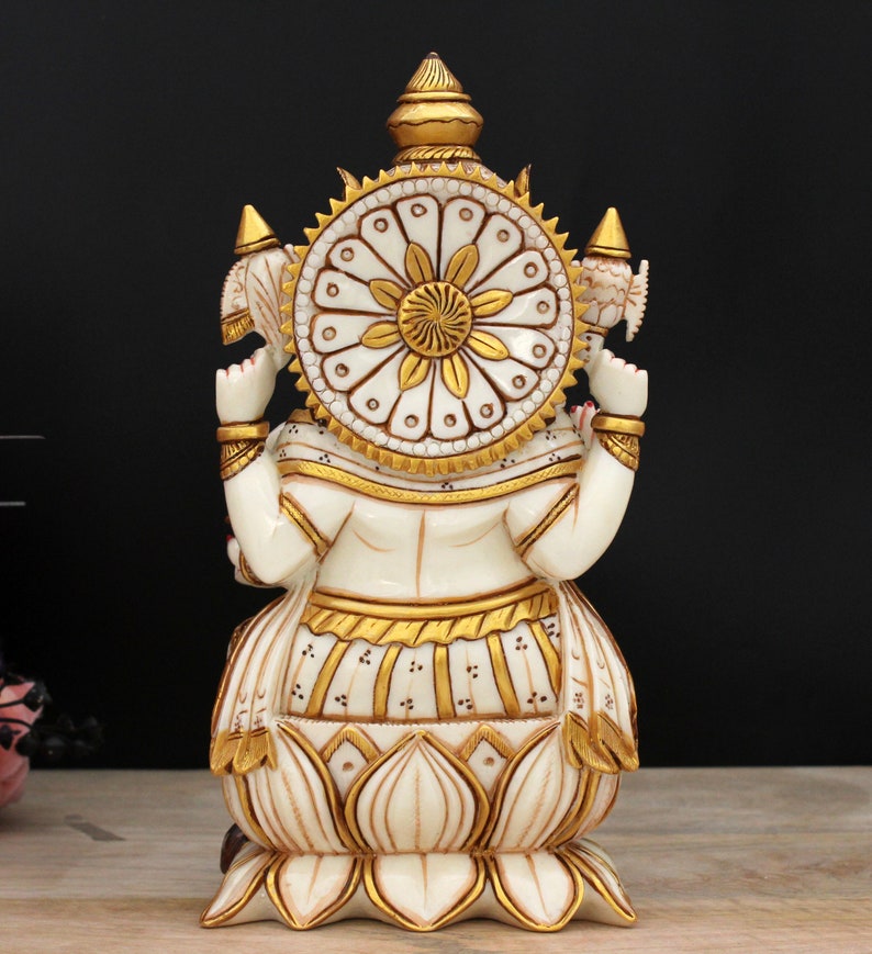 Handmade Resin Lord Ganesha Statue Sitting Gold Painted - Etsy