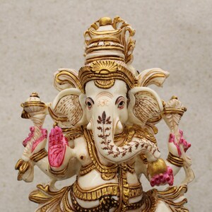 Lord Ganesha Statue Handmade Sitting, Gold Painted Sculpture, Hindu God ...