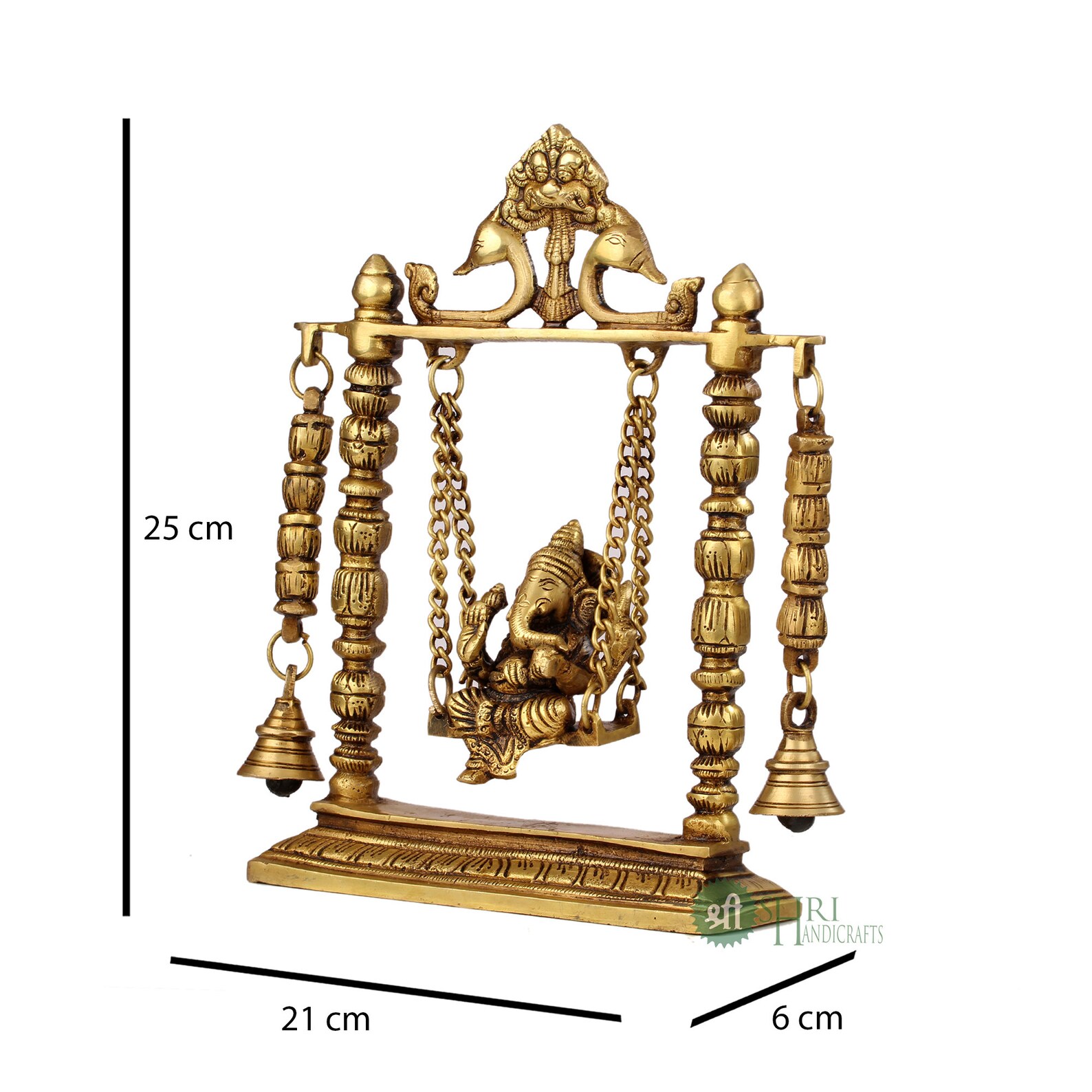Brass Ganesh Statue on Jhula, Hindu God of Good Luck & New Beginning ...