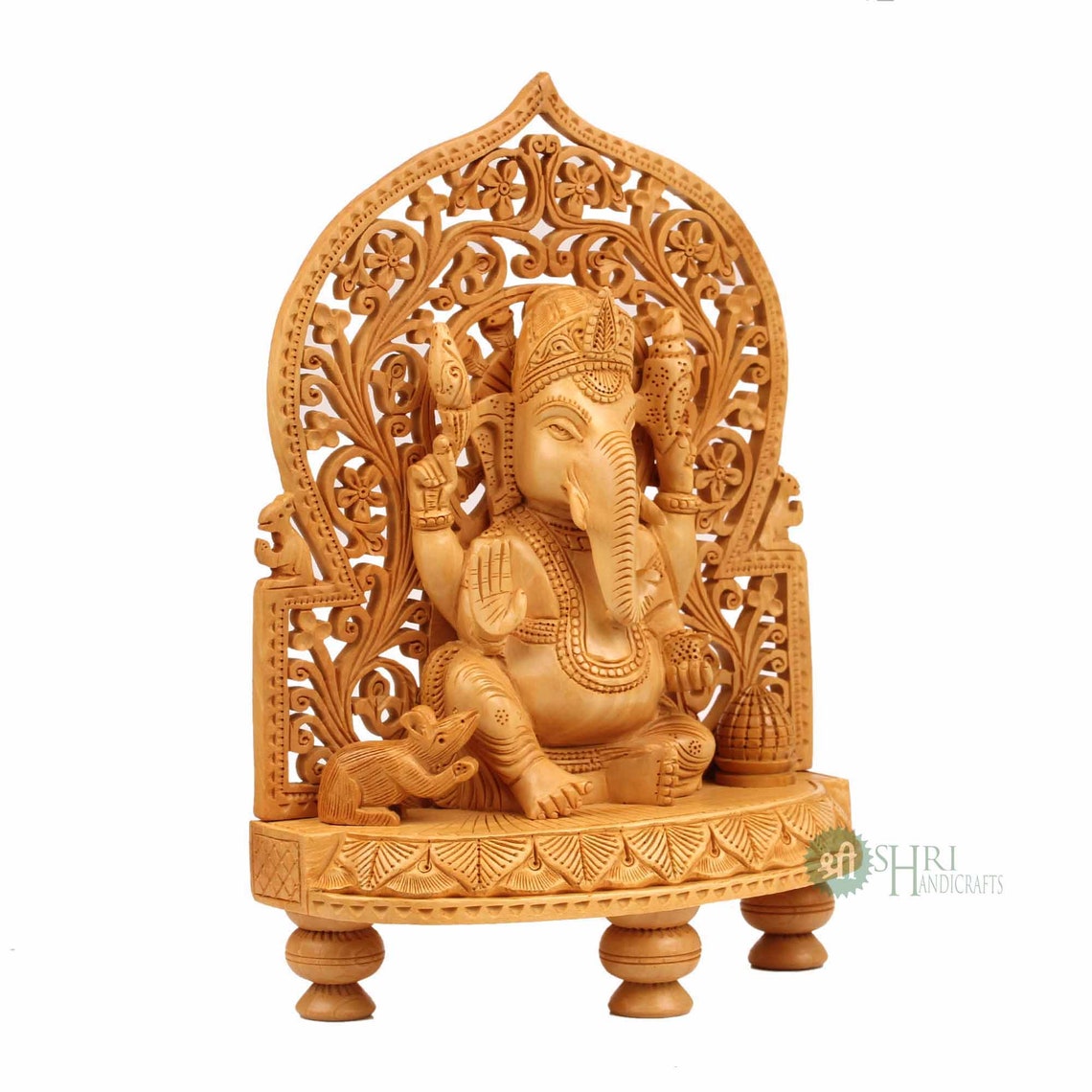 Handmade Lord Ganesha Sitting Wooden God Idol Statue Best | Etsy