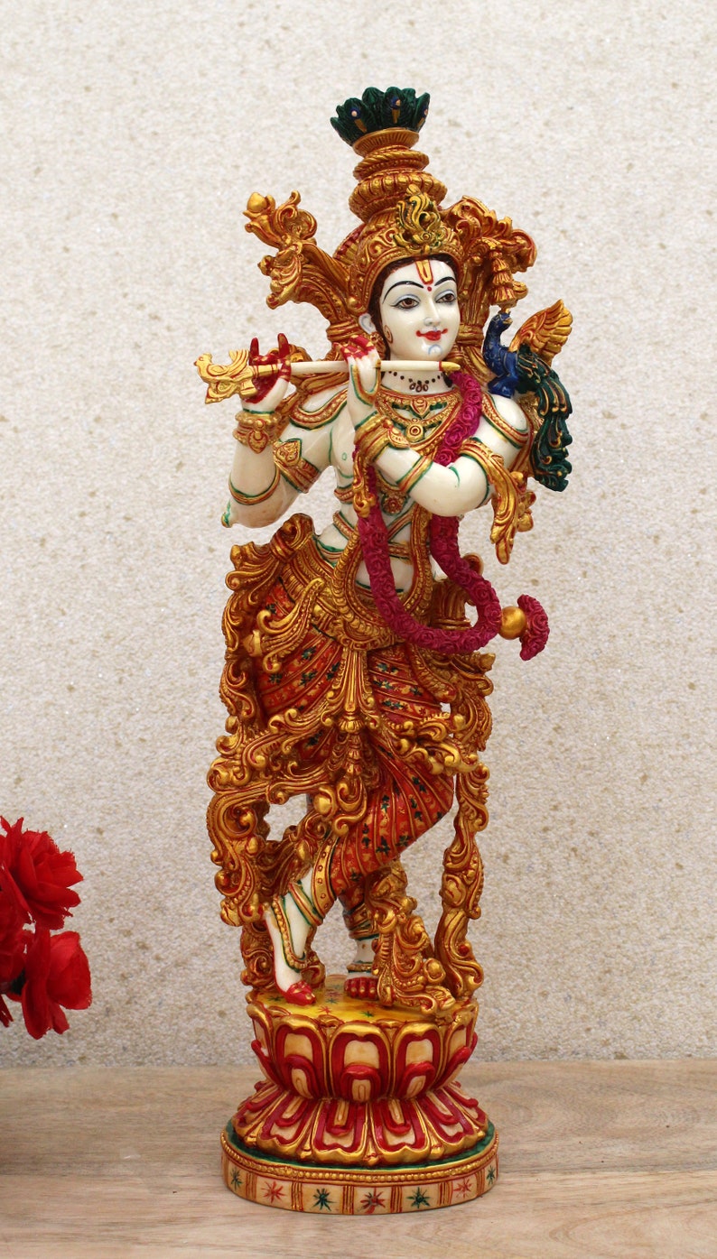 Krishna Statue Gift for Him Flute Krishna Hare Krishna | Etsy India