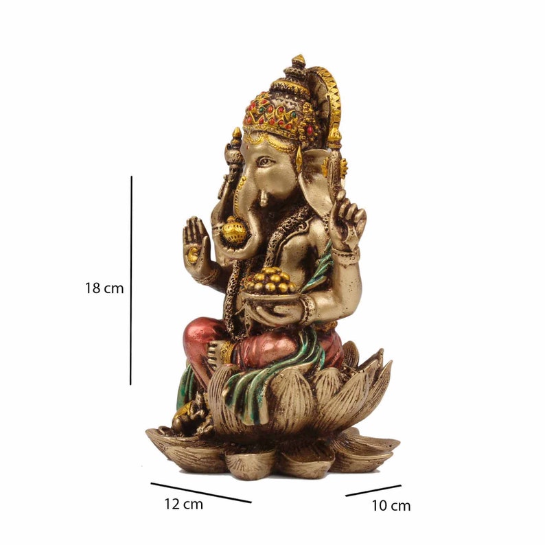 Ganesha Statue 18 CM Copper Finish Lord Ganesh Idol on Louts | Etsy