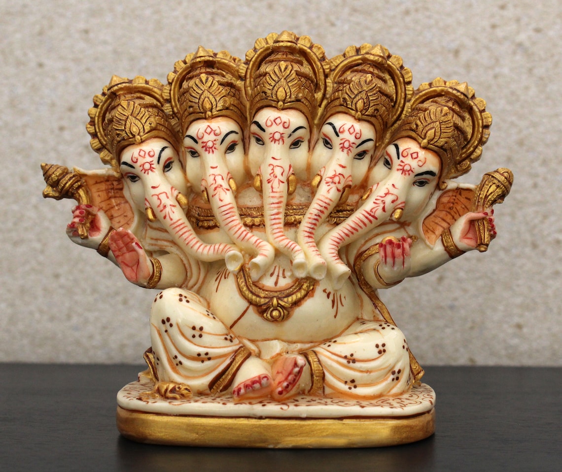 Lord Ganesha Statue/five Face Ganesha Statue/vinayak/good Luck - Etsy