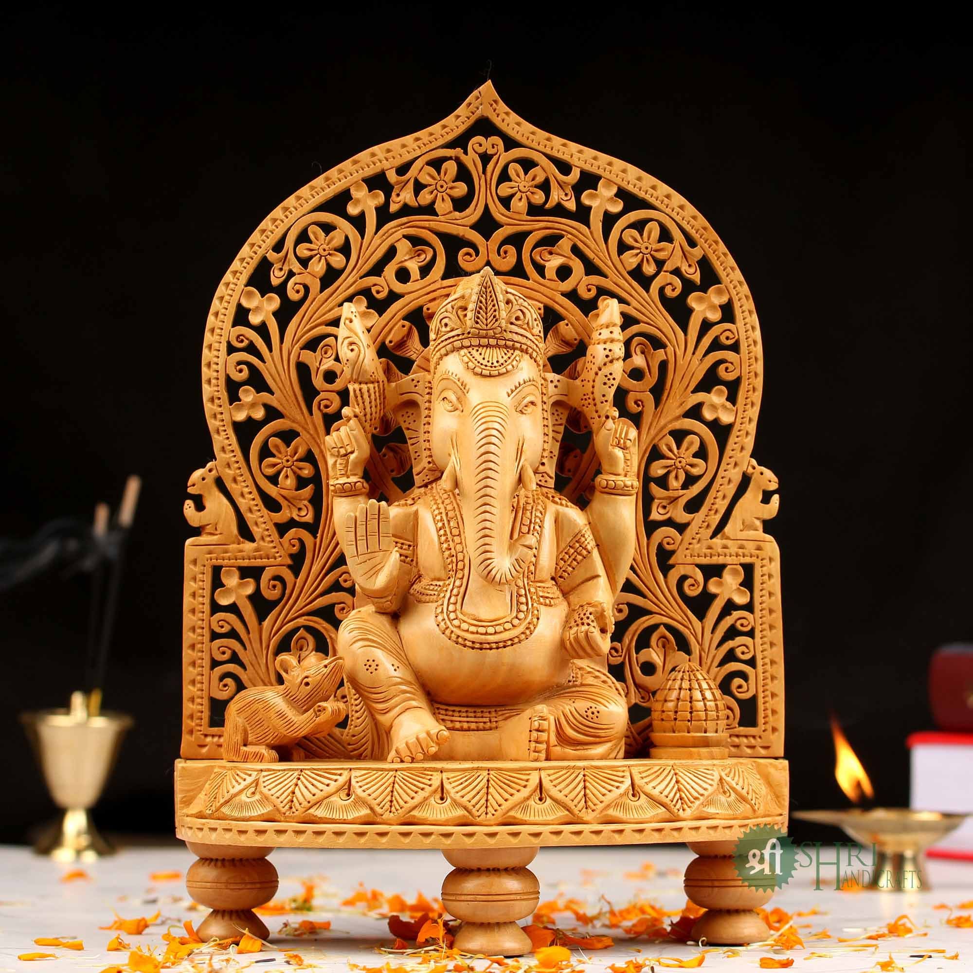 Handmade Lord Ganesha Sitting Wooden God Idol Statue Best - Etsy
