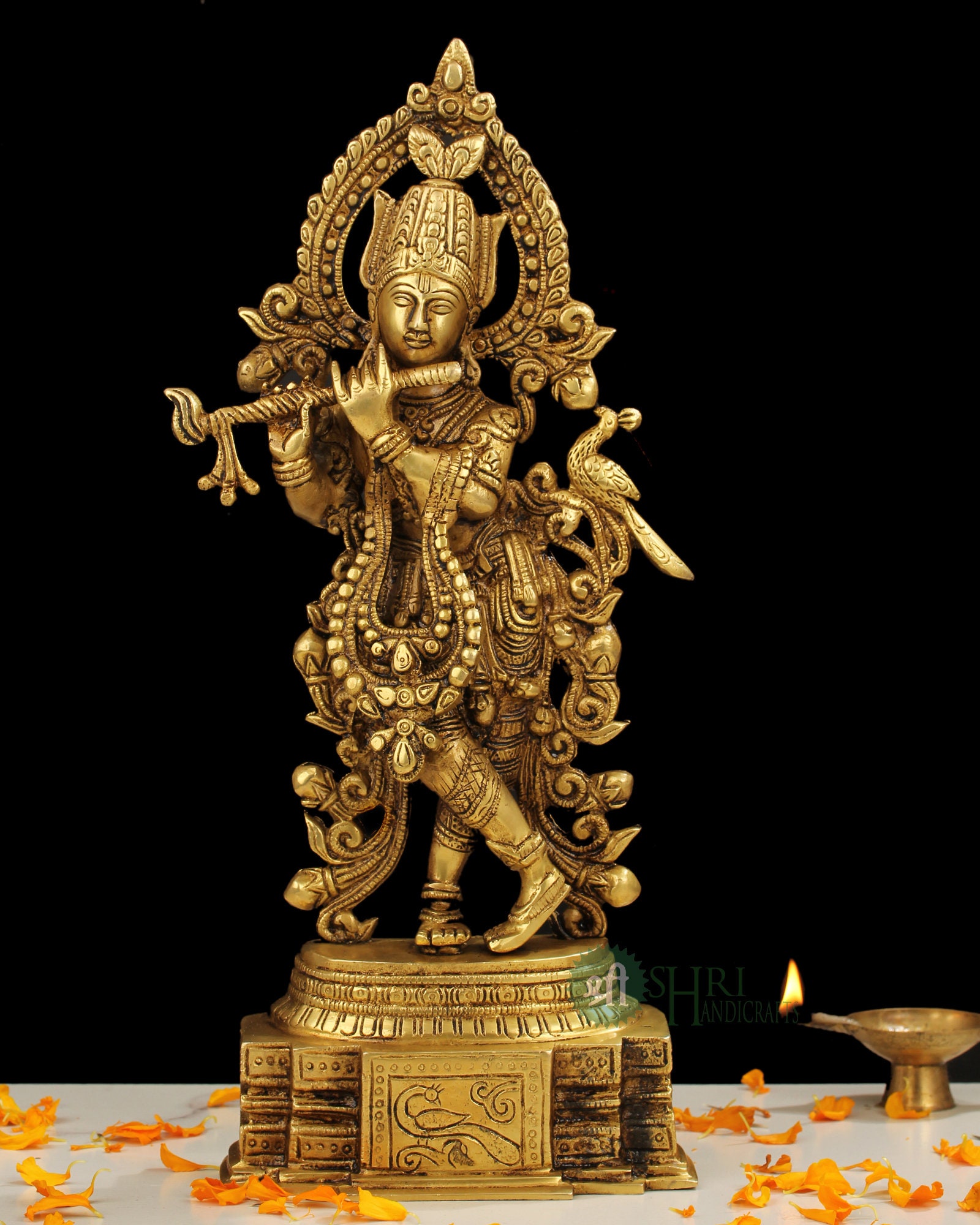 Brass Krishna Statue Hare Krishna Statue God Of Lover Etsy