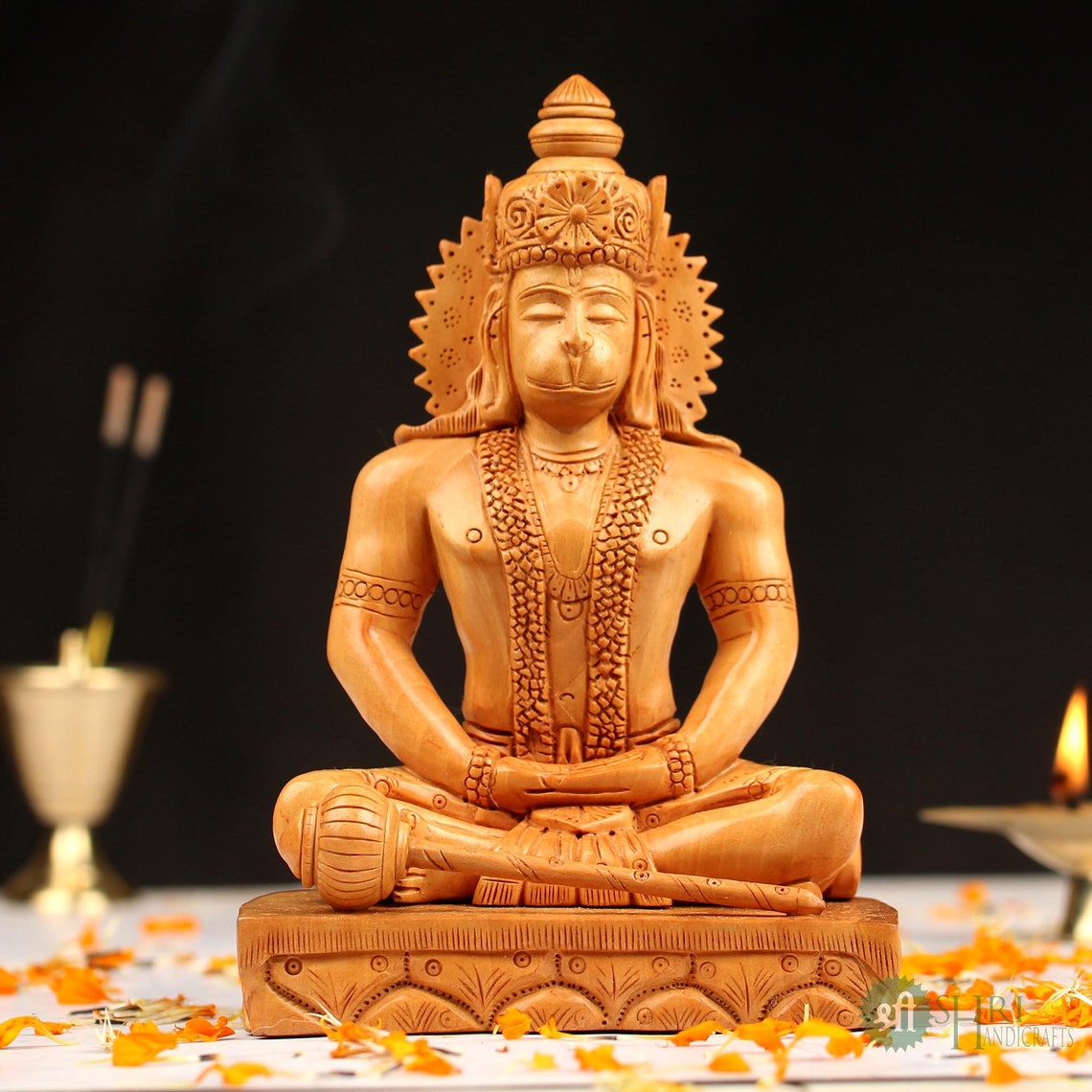 Wooden Lord Hanuman Statue Figurine Handmade Hindu God Idol | Etsy