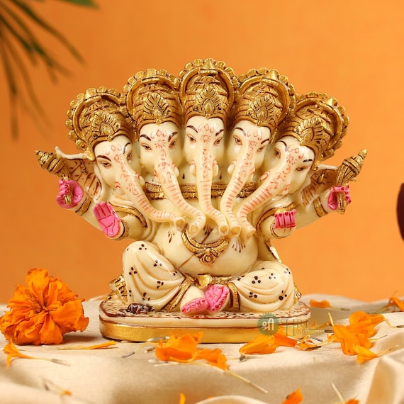 Lord Ganesha Statue/five Face Ganesha Statue/vinayak/good Luck - Etsy