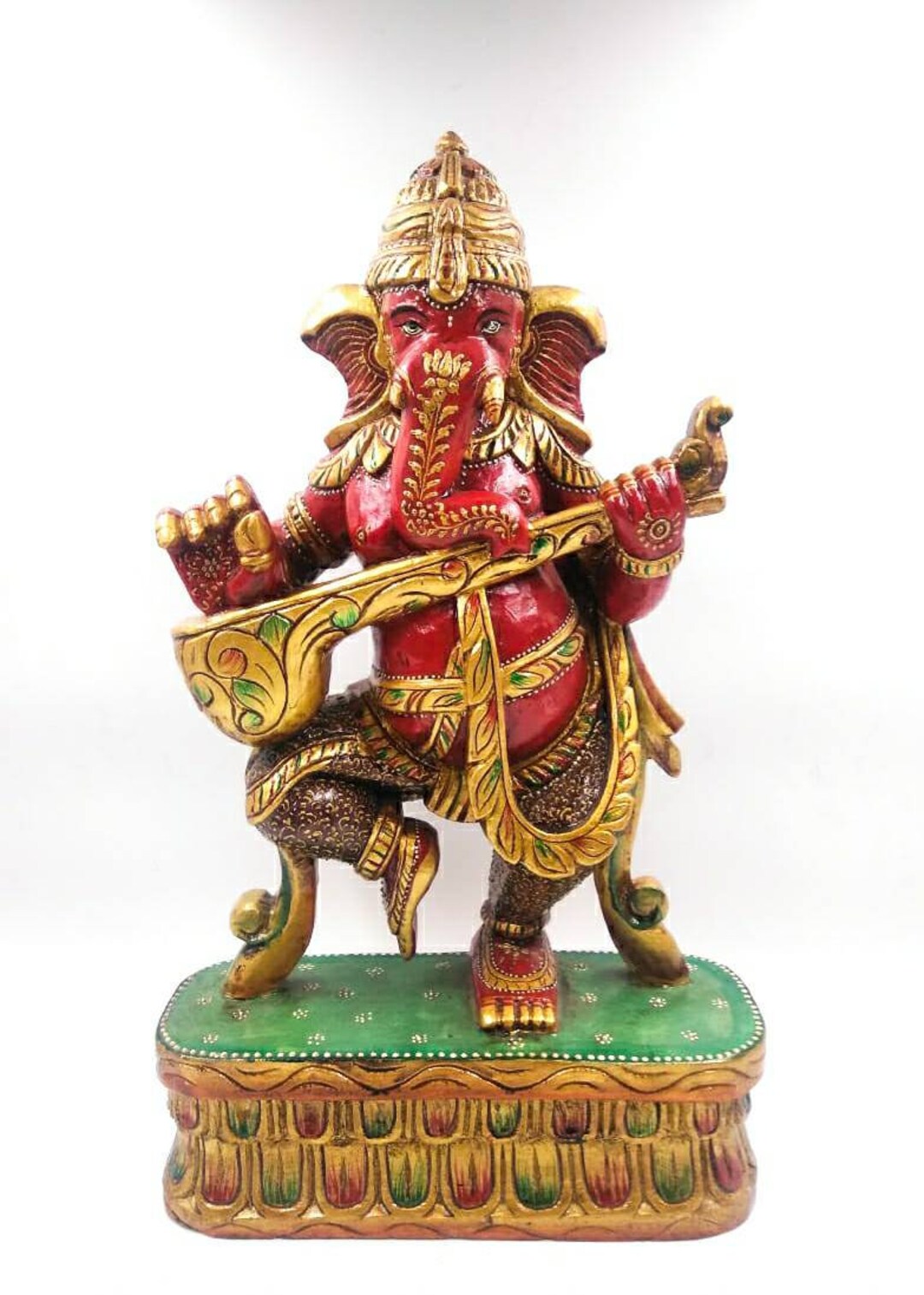 30 Big Lord Ganesha Statue Figurine Sculpture Wood Carving Painting ...