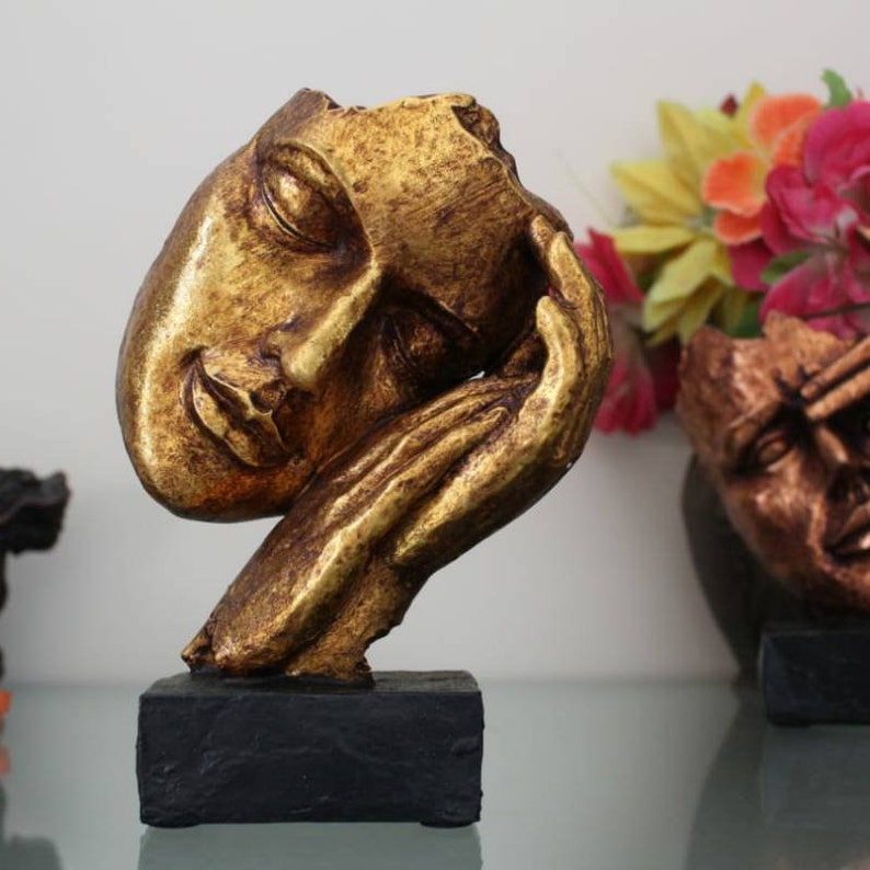 Creative Abstract Decor Statue Face Hand Statue Sculpture Home - Etsy