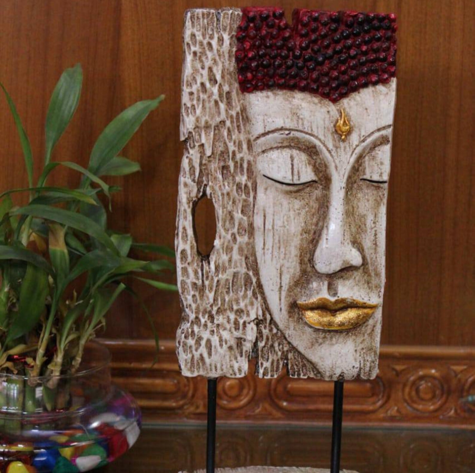 12" Handmade Buddha Panel Statue Table Desk Decor Meditating Idol Gifts ...