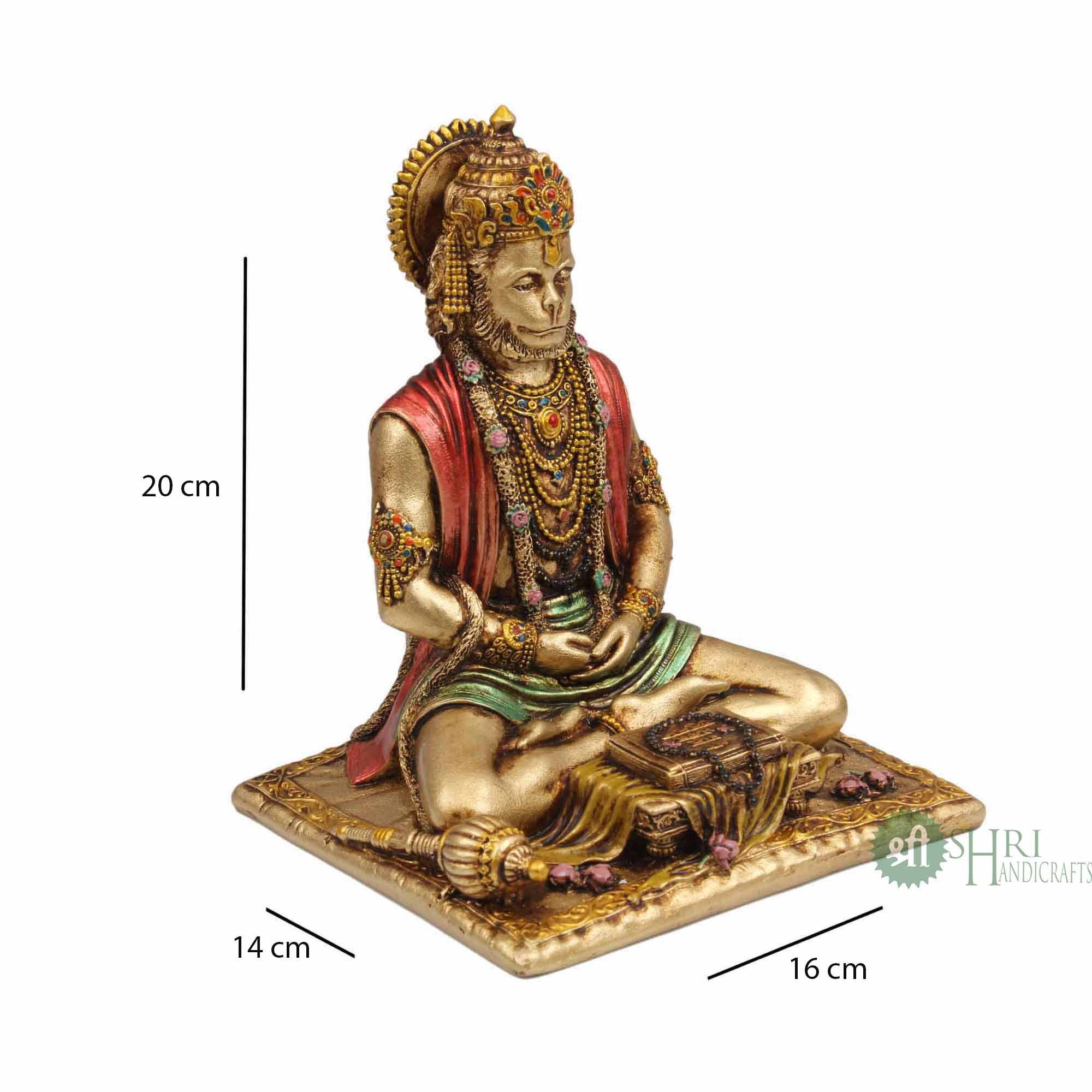 Lord Hanuman Sitting Religious Hindu Statue With Gada, Indian Bahubali ...