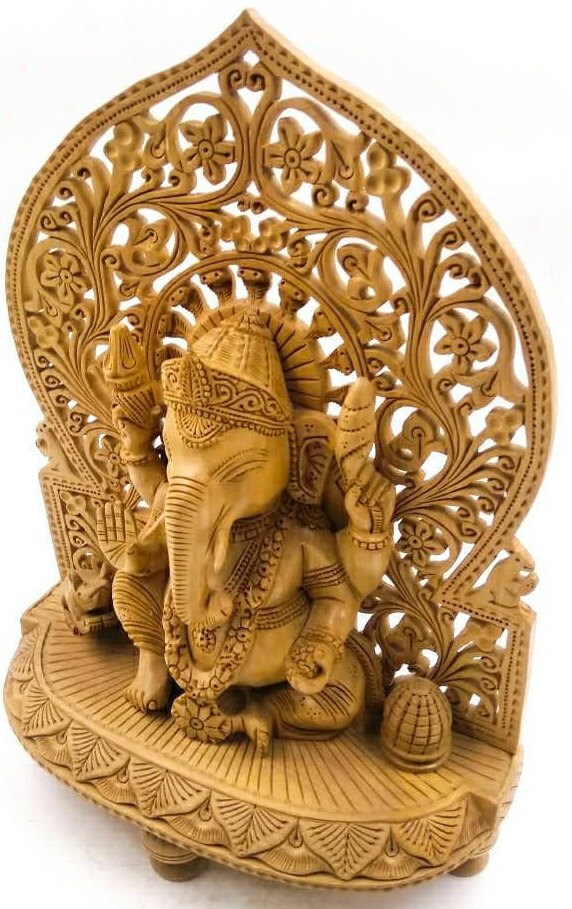Lord Ganesha Statue Figurine Sculpture Wood Carving Handmade - Etsy