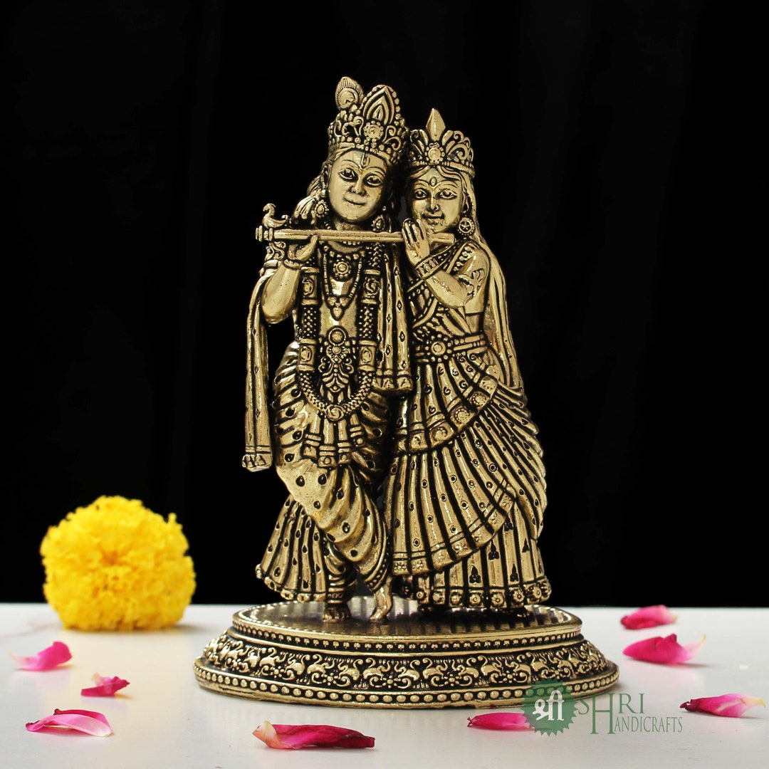 Brass Radha Krishna Statue, Couple Statue, God of Lovers, Hindu ...