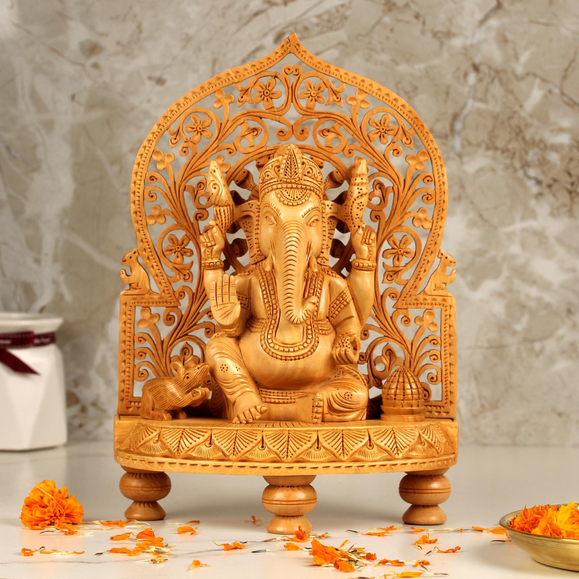 Handmade Lord Ganesha Sitting Wooden God Idol Statue Best | Etsy