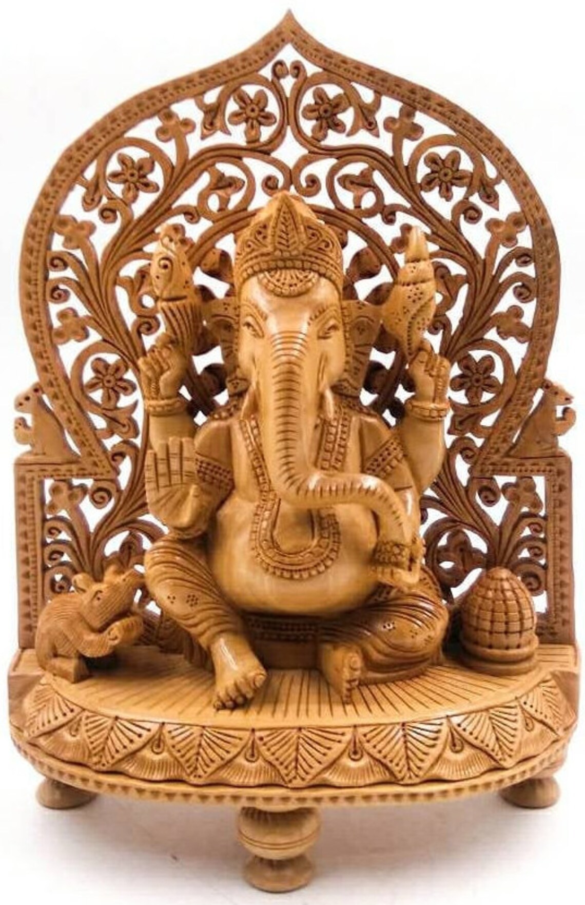 Lord Ganesha Statue Figurine Sculpture Wood Carving Handmade - Etsy