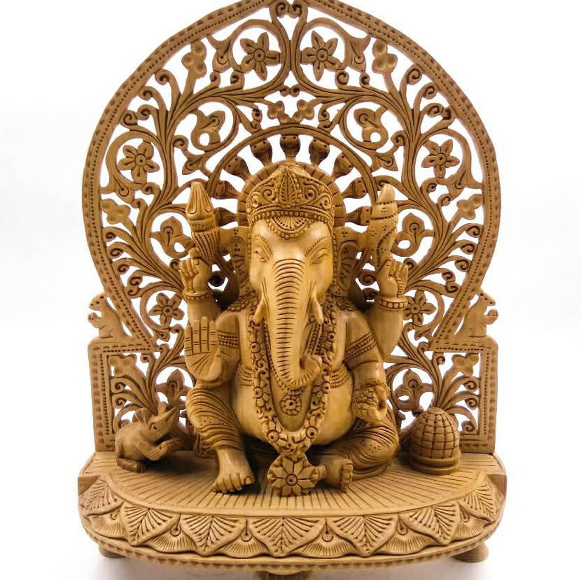 Lord Ganesha Statue Figurine Sculpture Wood Carving Handmade - Etsy