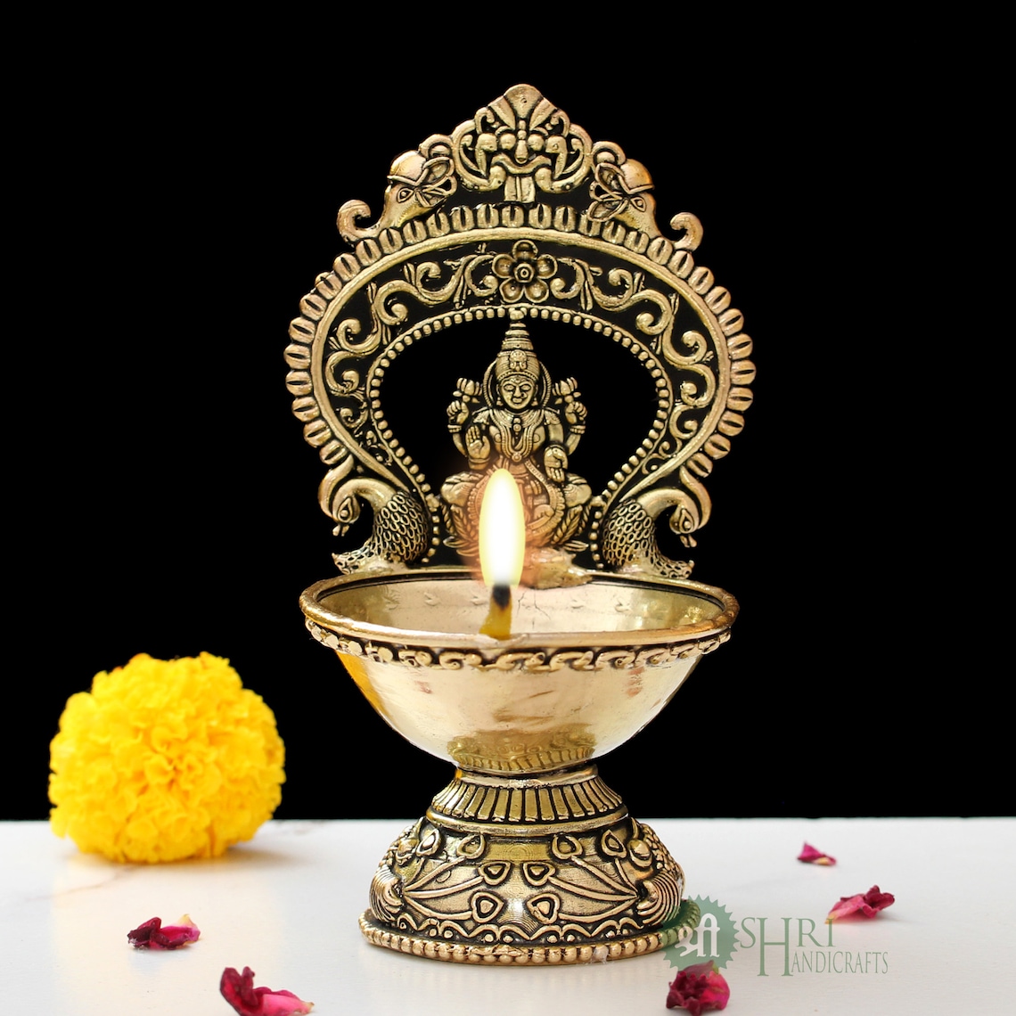 Brass Ganesh Laxmi Deepak Premium Brass Quality Decorative Diyas for ...