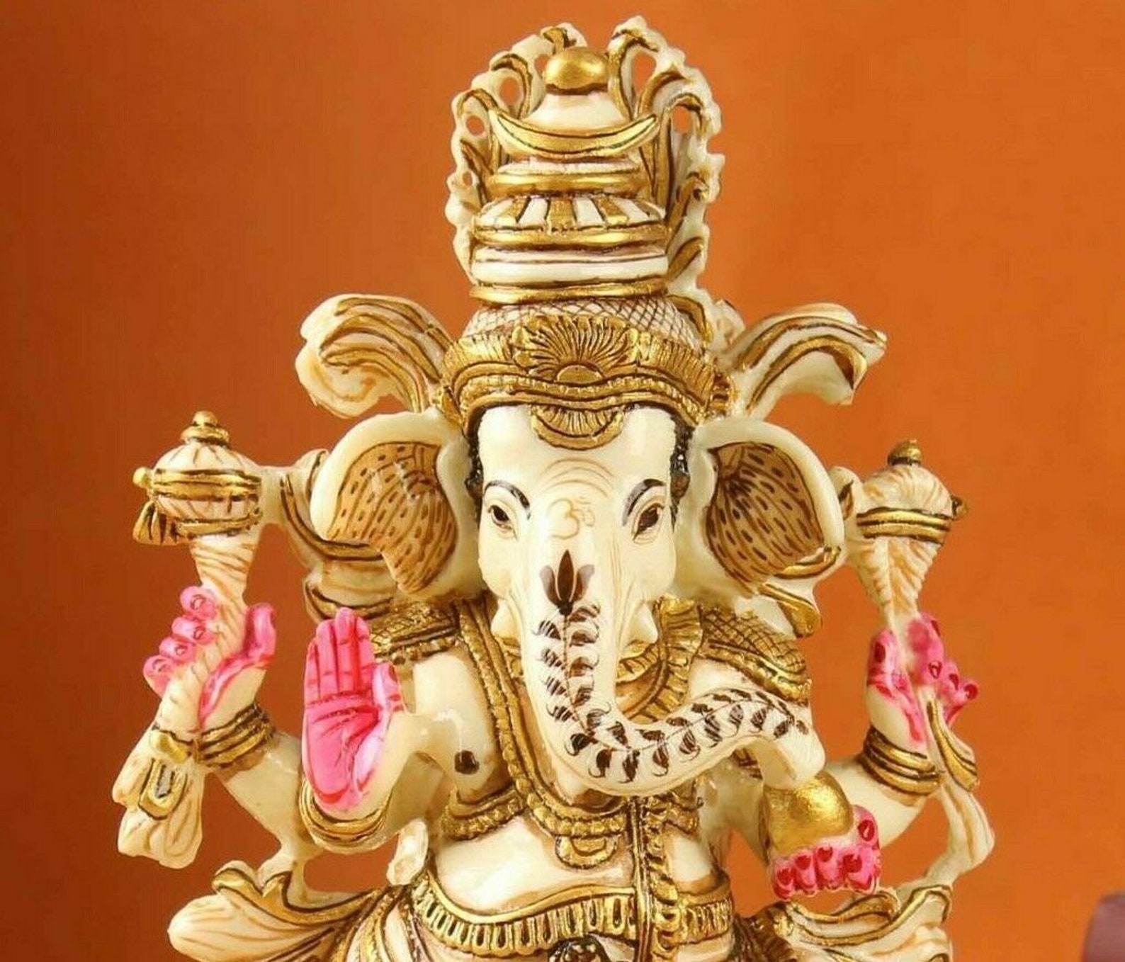 Lord Ganesha Statue Handmade Sitting Gold Painted Sculpture | Etsy