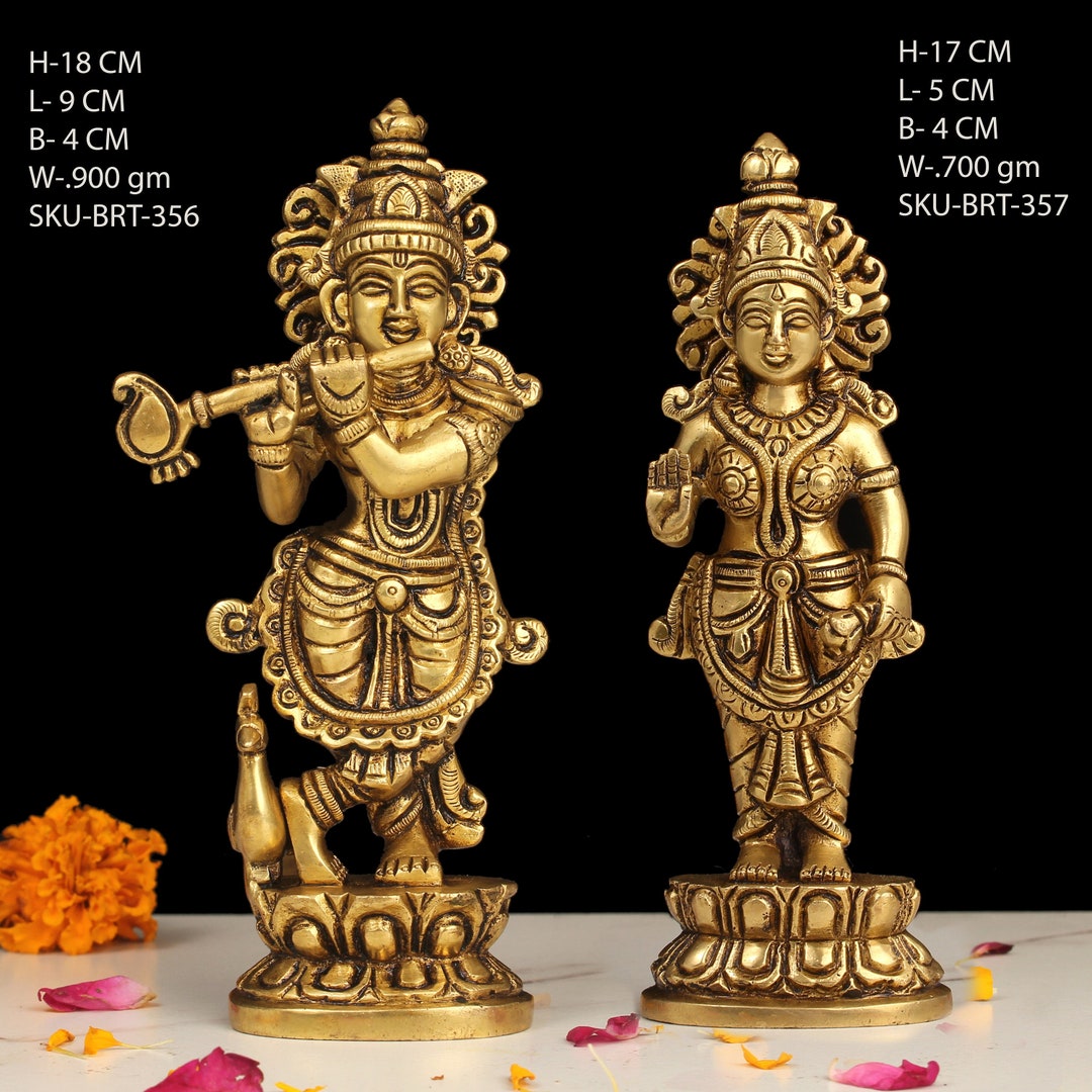 Brass Radha Krishna Statue, God of Lovers, Anniversary Gift, Brass ...