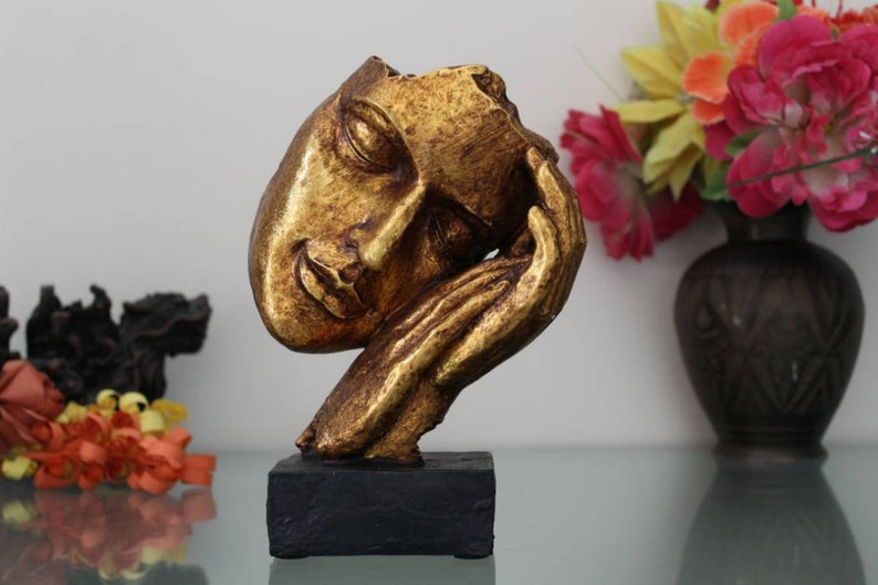 Creative Abstract Decor Statue Face Hand Statue Sculpture Home | Etsy