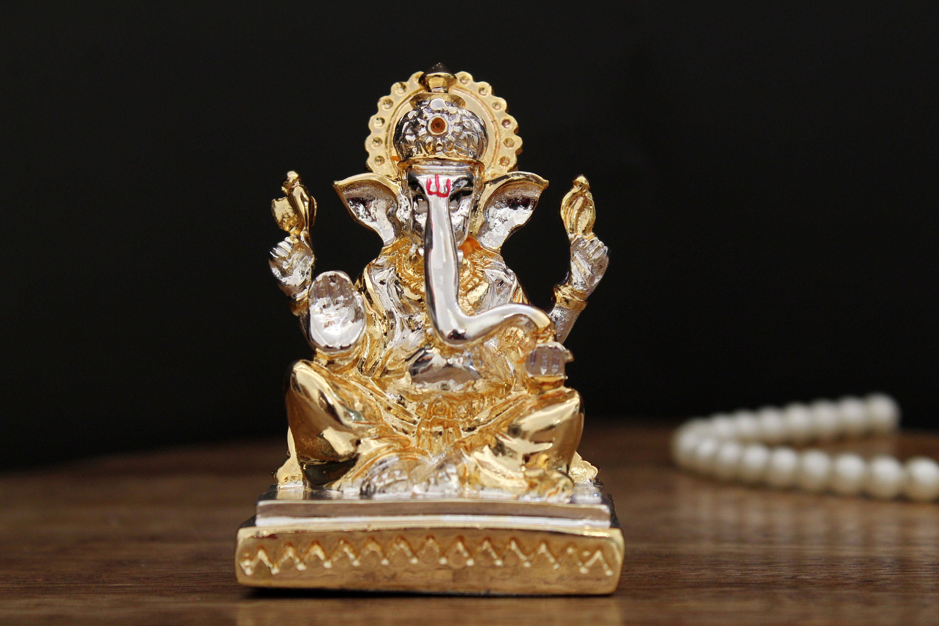 Lord Ganesha Statue for Car Dashboard Gold Plated Sculpture - Etsy