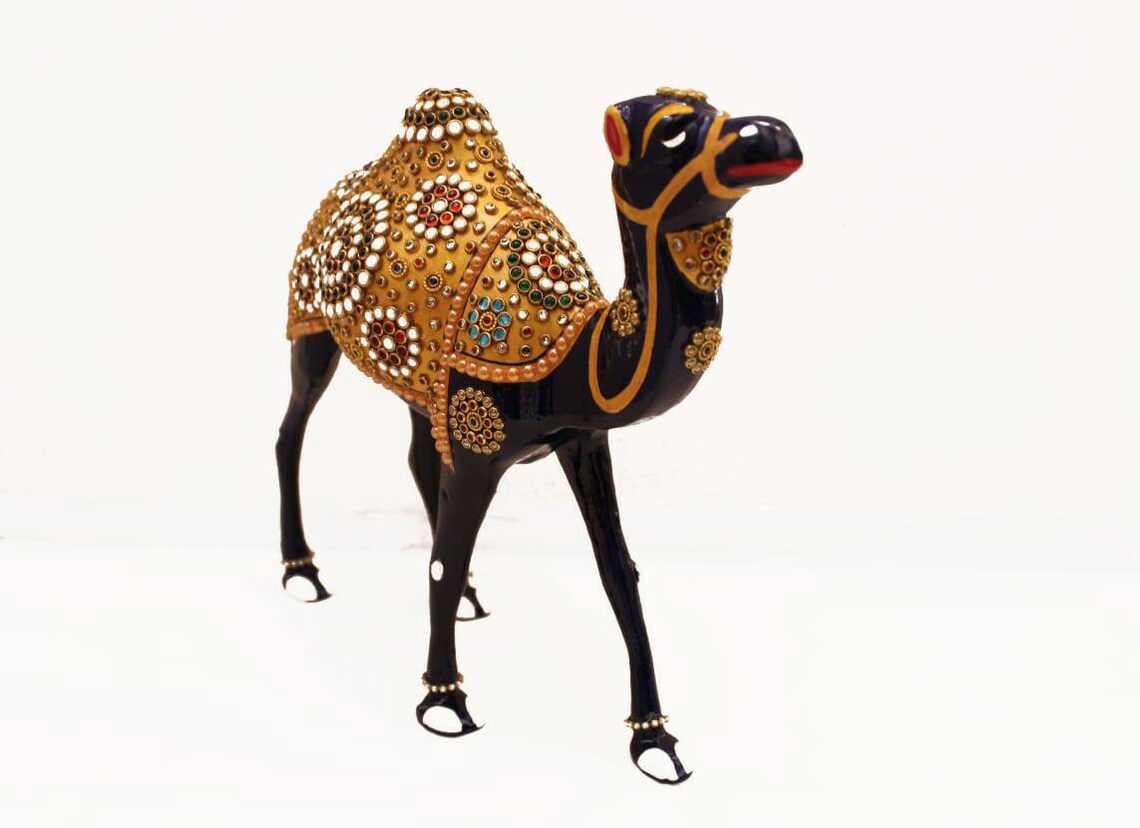 Handcrafted Metal Camel Sculpture Meenakai Embossed Painting - Etsy