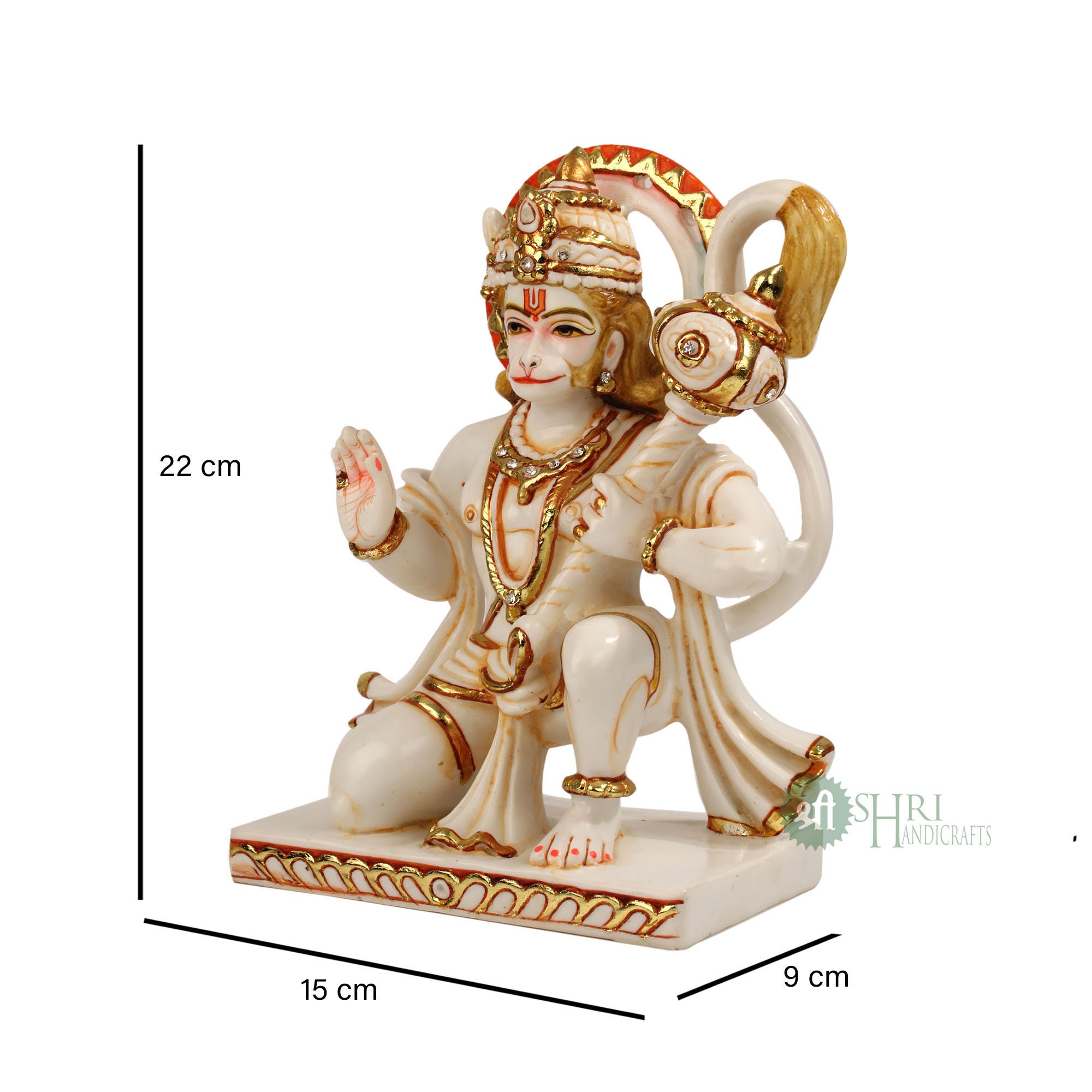 Lord Hanuman Sitting, Religious Hindu Statue With Gada, Indian Bahubali ...