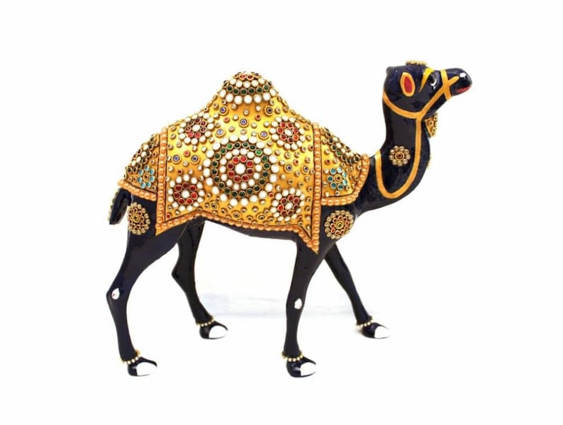Handcrafted Metal Camel Sculpture Meenakai Embossed Painting - Etsy