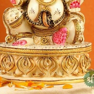 Lord Ganesha Statue Sitting, Gold Painted Sculpture, Hindu God Figurine ...