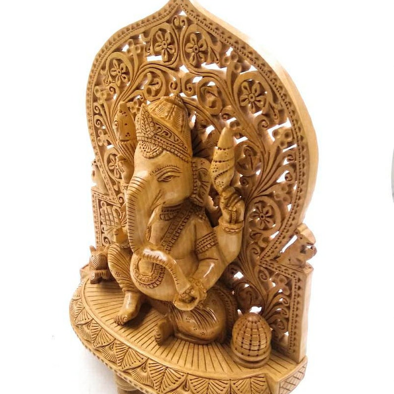 Lord Ganesha Statue Figurine Sculpture Wood Carving Handmade - Etsy