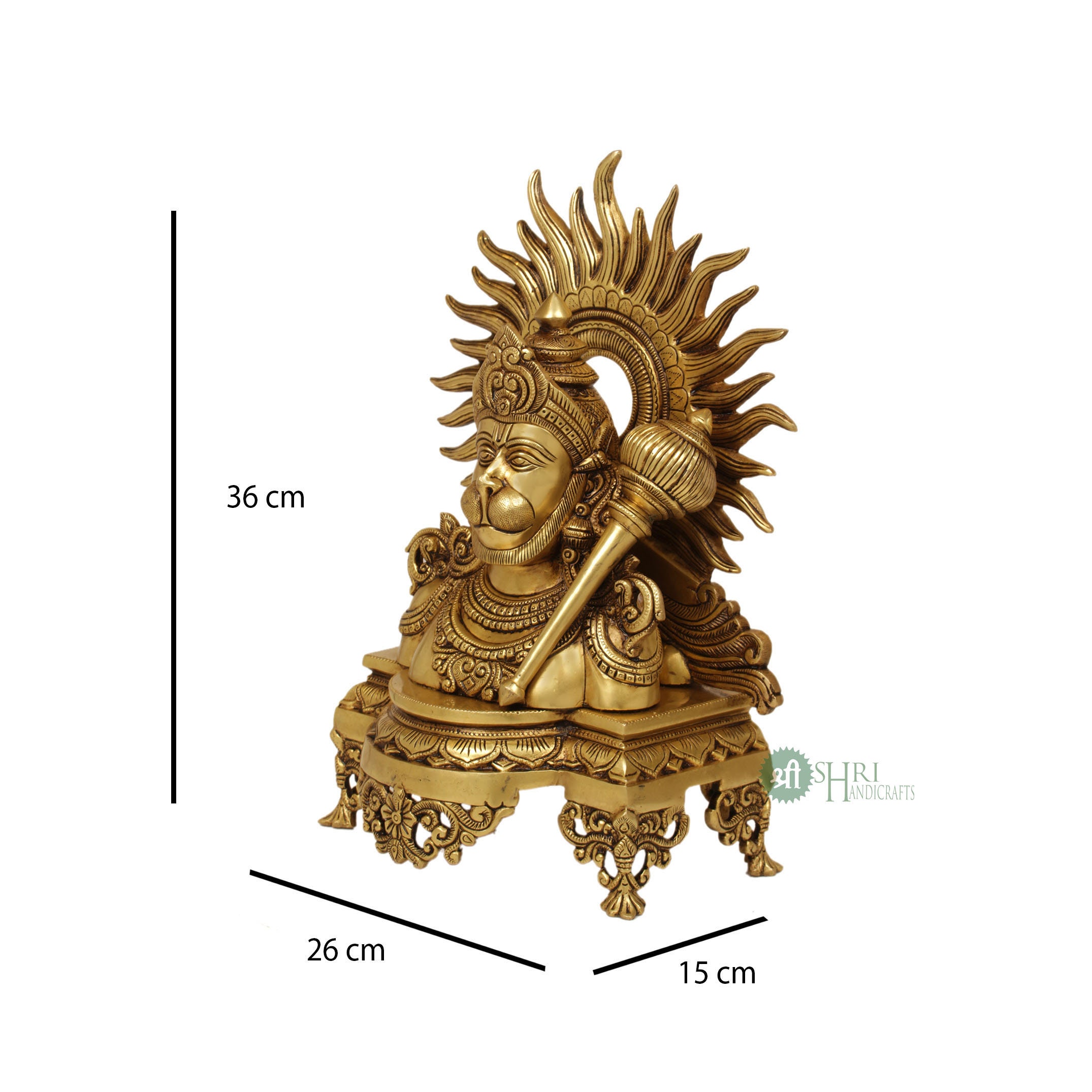 Brass Hanuman Statue Religious Hindu Statue With Gada Indian - Etsy
