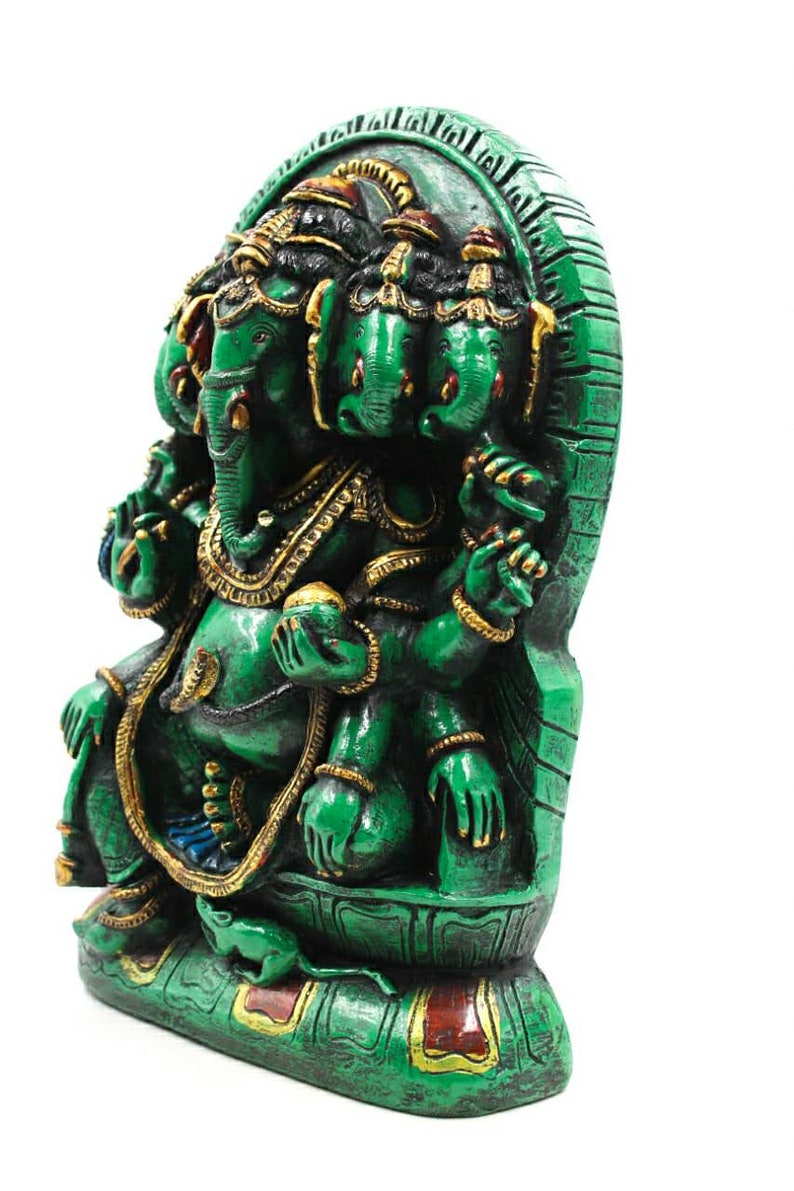 Lord Ganesha Statue, 5 Five Face Statue, Panchmukhi Ganesha Idol, Green ...