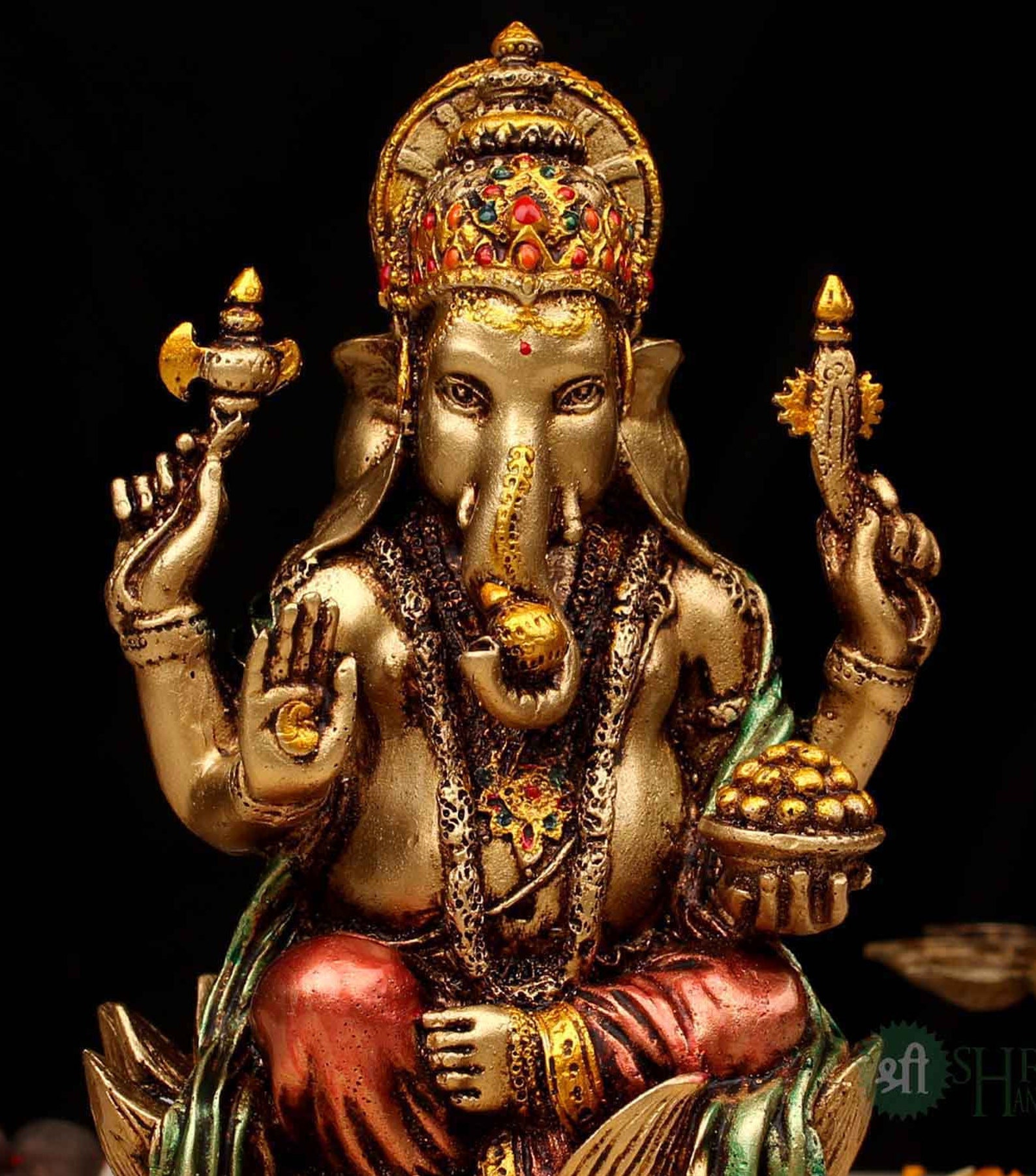 Ganesha Statue 18 CM Copper Finish Lord Ganesh Idol on Louts | Etsy