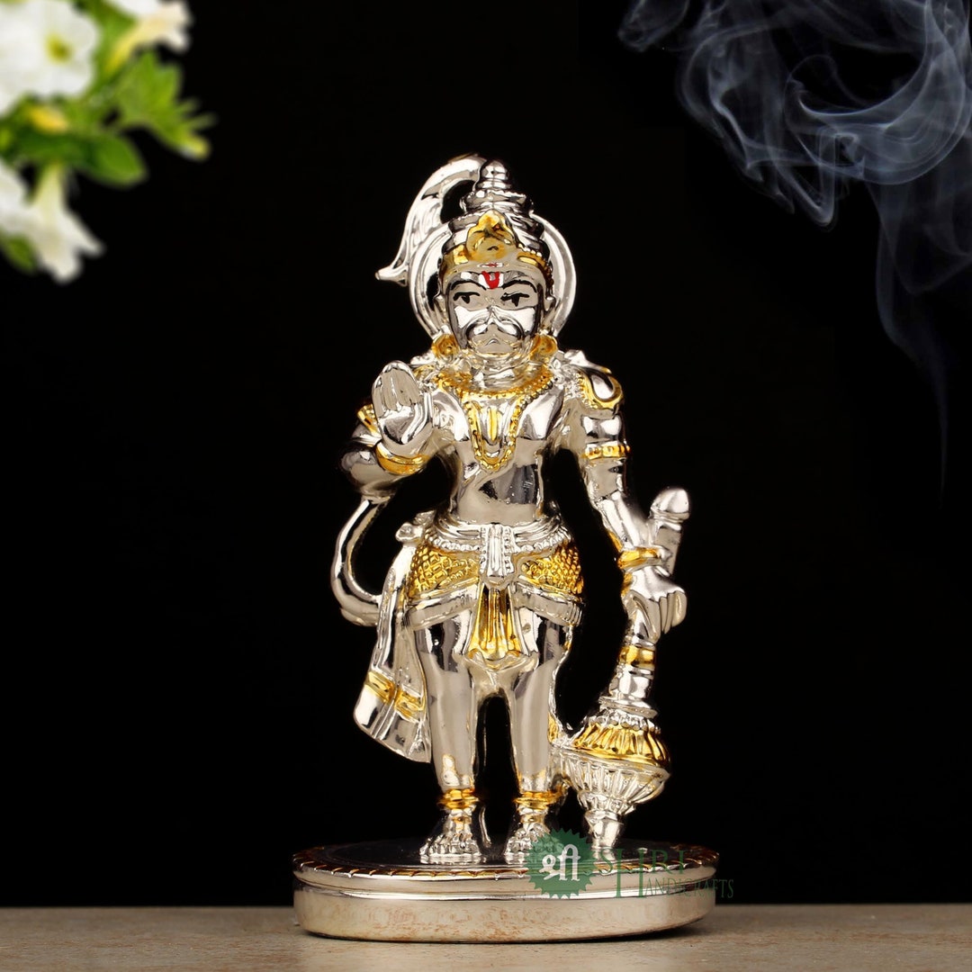 Lord Hanuman Statue for Car Dashboard Gold Plated Sculpture Hindu God ...