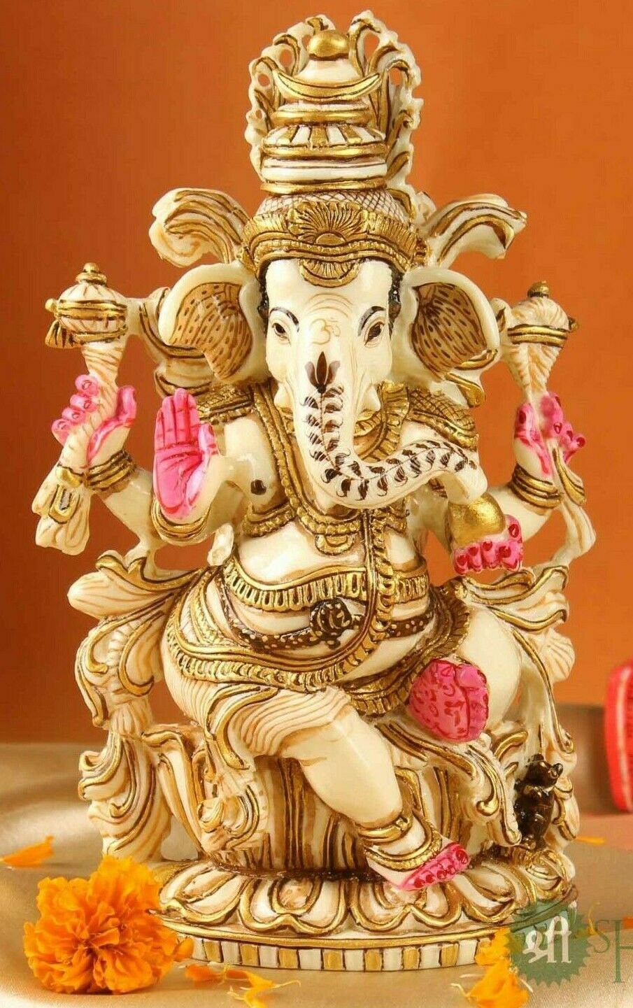 Lord Ganesha Statue Handmade Sitting Gold Painted Sculpture | Etsy