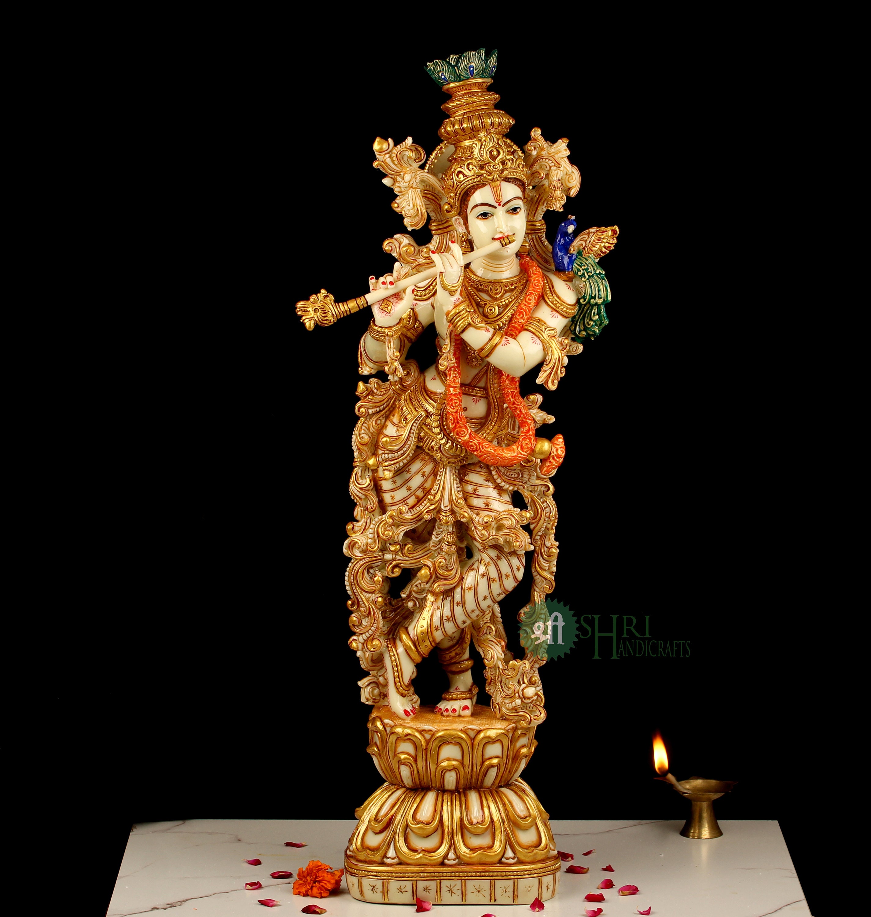 Krishna Statue Gift for Him Big Krishna Sculpture Hindu God - Etsy