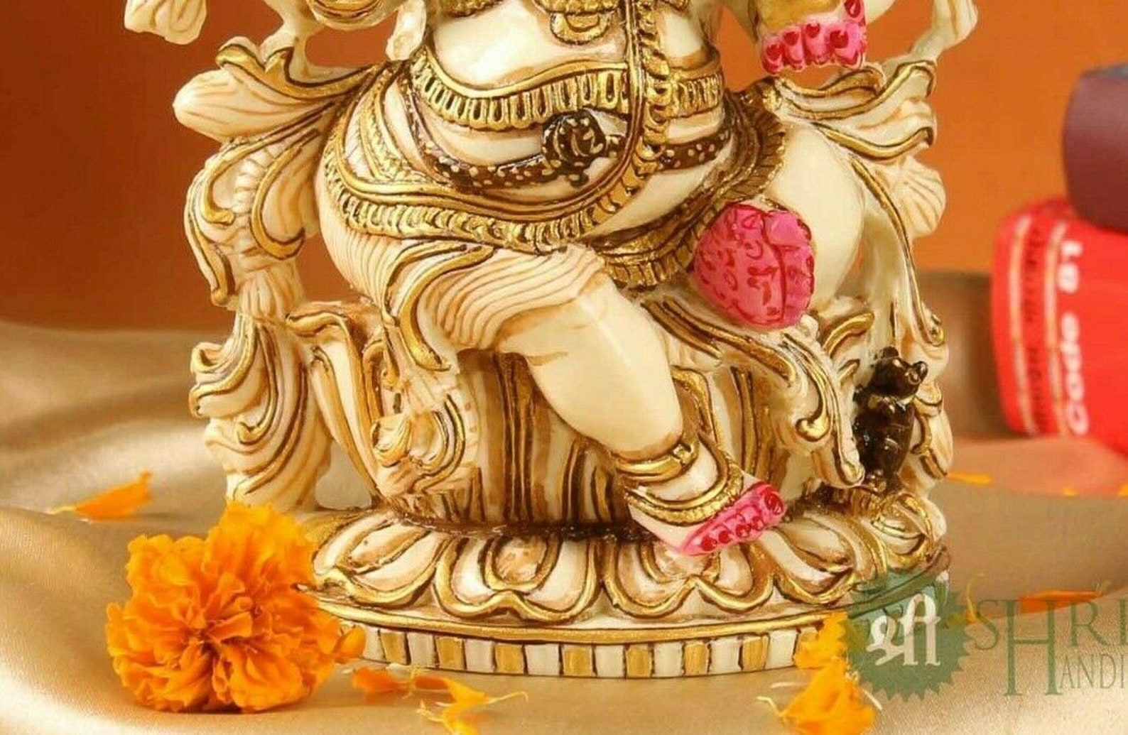 Lord Ganesha Statue Handmade Sitting Gold Painted Sculpture | Etsy