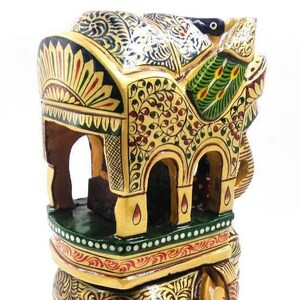 12 Wooden Hand Carved Golden Elephant Statue Sculpture With Painting ...