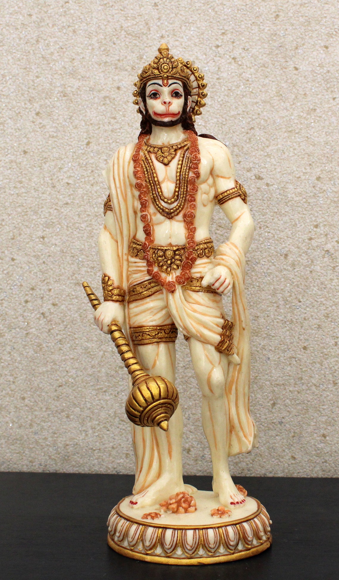 Hanuman Statue 10 Inch Resin Marble Dust Hand Painted Standing | Etsy