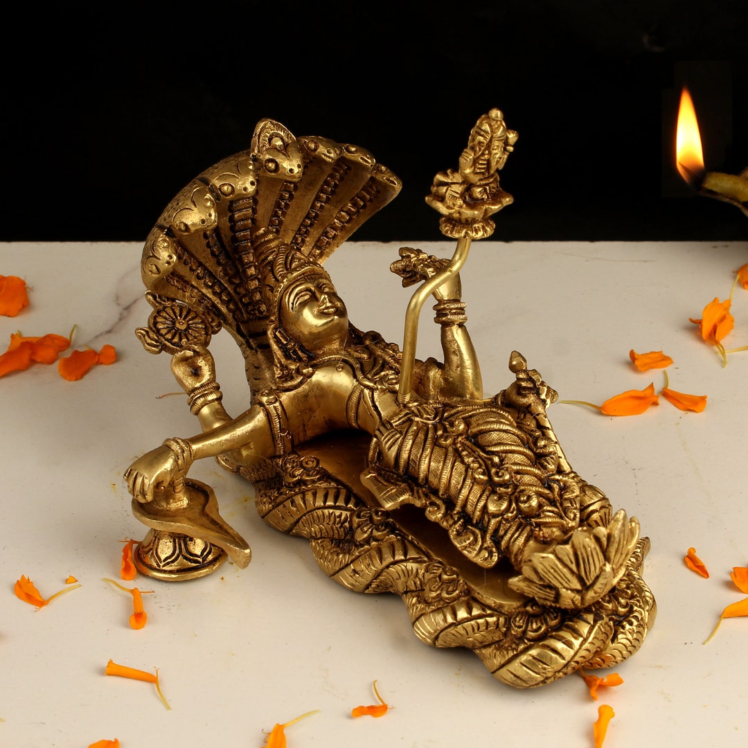 Brass Vishnu Padmanabhan Swami Statue, Big Brass Lord Vishnu Sleeping ...